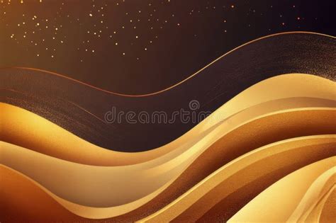 Abstract Minimalistic Golden Wave Design With Elegant Texture And Subtle Sparkles Stock Image