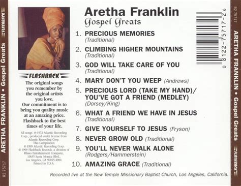 Aretha Franklin Gospel Greats Cd Opus3a