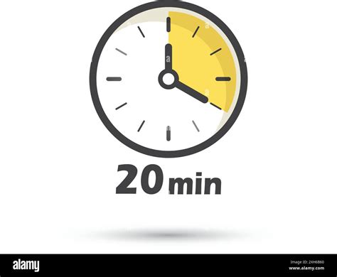20 Minutes On Stopwatch Icon In Flat Style Clock Face Timer Vector