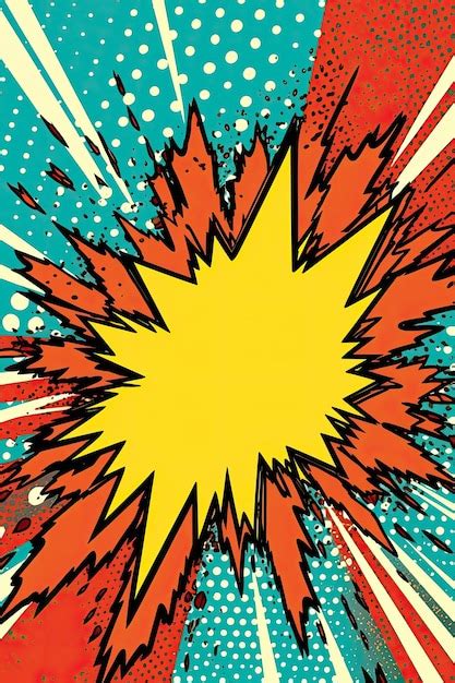 premium ai image a yellow explosion with red and blue dots