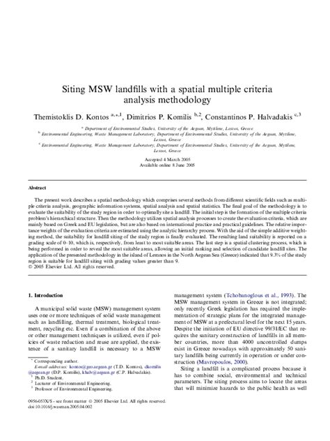 Pdf Siting Msw Landfills With A Spatial Multiple Criteria Analysis Methodology