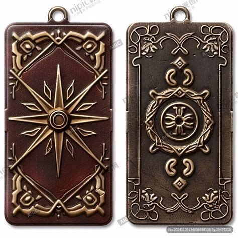 Ai创作图哥特风格吊牌 古代神主牌 铜守卫牌 使者令牌 指挥使令牌 欧美风格装饰铁牌 铁符牌 锦衣卫牙牌 黄铜仿古牌 古代令牌 金属牌饰 神主灵牌 紫铜仿古牌 3角牌 古铜色书签nipic