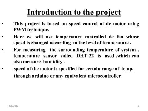 Pwm Technique For Dc Motor Using Arduino Pptx