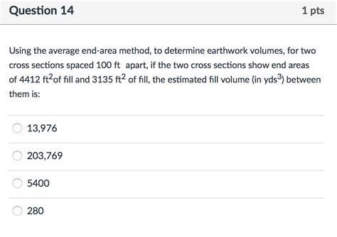 solved using the average end area method to determine