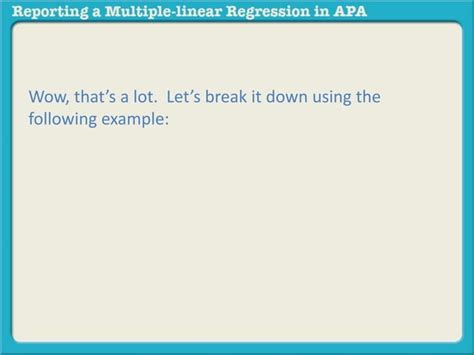 Reporting A Multiple Linear Regression In Apa Pptx