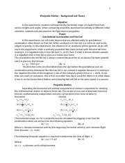 Projectile Motion Lab Report Docx Projectile Motion Background And Theory Objective In