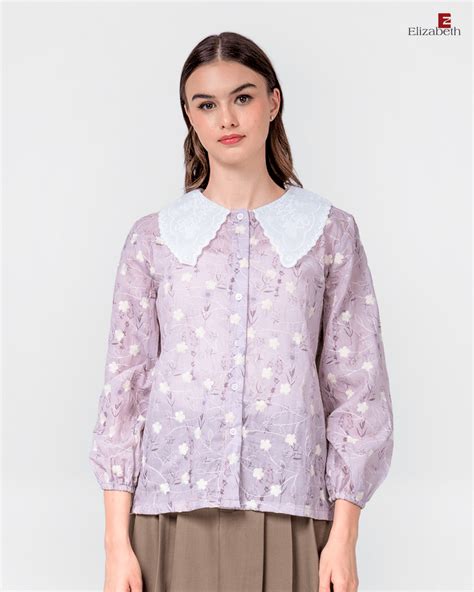 Elizabeth Clothing Blouse Wanita Floral Kancing Depan 0595 1897 Elizabeth Bags