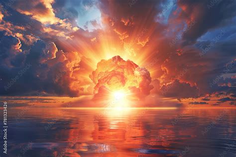 Generative Ai On Theme Of Scary Nuclear Explosion In Outdoor Mushroom