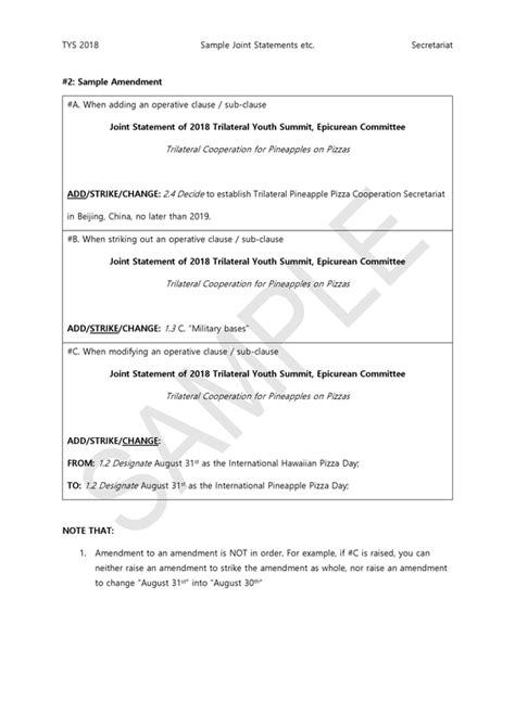 Joint Statement Format TYS
