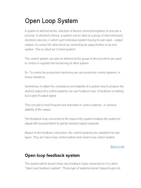 an in depth explanation of open loop control systems examples