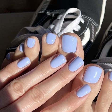 Casual Chic Short Square Periwinkle Blue Press On Toenail With A Glossy