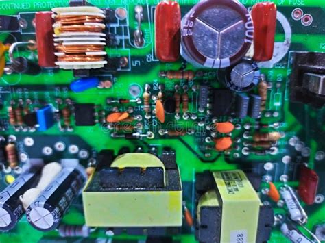 Analog Components On A Power Supply Circuit Board Stock Image Image