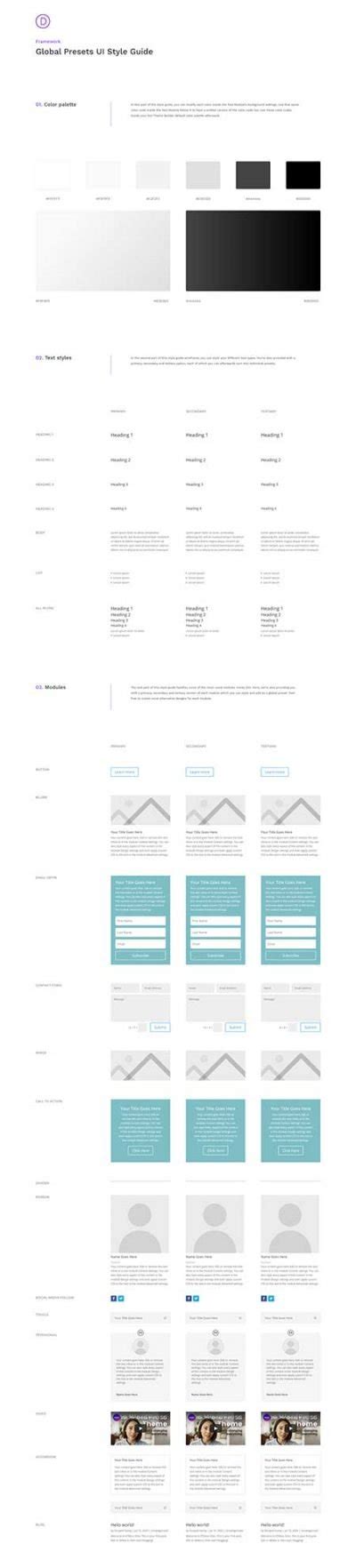 Global Presets Style Guide Layout App Developer