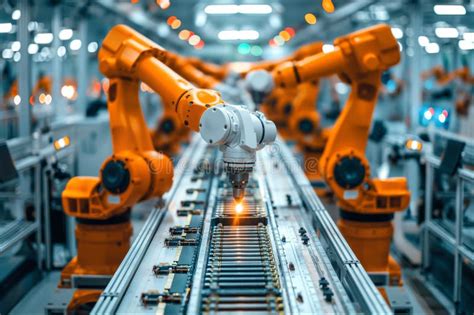 Orange Robotic Arms Stock Illustration Illustration Of Industrial 321235089