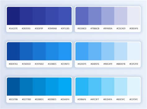 트렌디한 파란색 팬톤 컬러 패의 Rgb 스 블루 컬러 카탈로그 프리미엄 벡터
