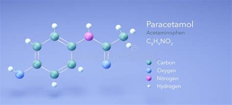 Paracetamol Acetaminophen Molecular Structures 3d Rendering Structural Chemical Formula And