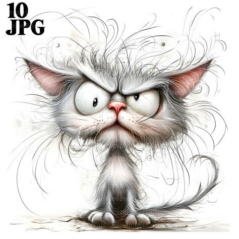 Frazzled Cat Clip Art 10 High Quality  Quirky Cat Clipart Cartoon