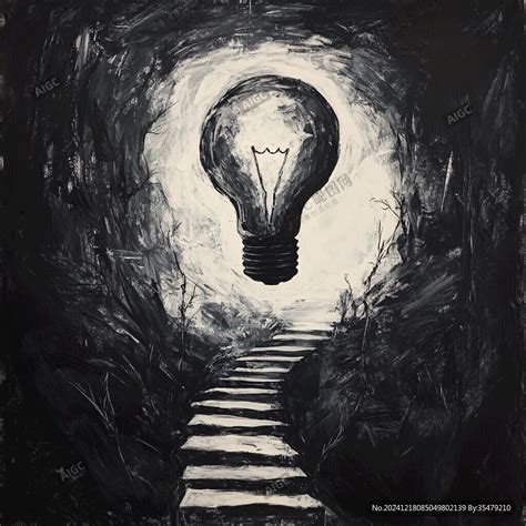 Ai创作图灯泡创意海报设计 思想的启迪 创意路 意念艺术油画 意念画 Led装饰画 超现实主义意境画 科幻油画油彩 灯的世界 超现实主义油画 创油画 发光装饰画 灯泡电脑手绘 灯下孤灯 创意
