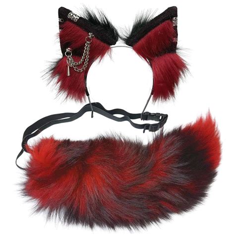 Ekwikzz Wolf Ears Tail Set Fox Wolf Headbands Clips Fluffy Cosplay