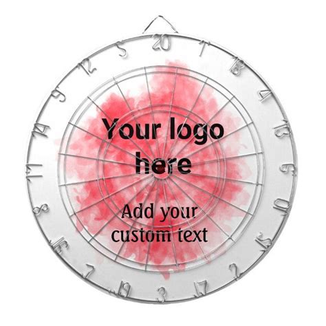 simple red watercolor add your logo custom text mi dart board zazzle