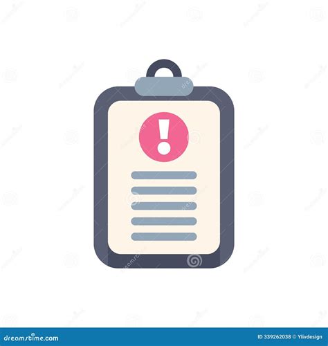 clipboard showing warning message with exclamation mark symbol stock
