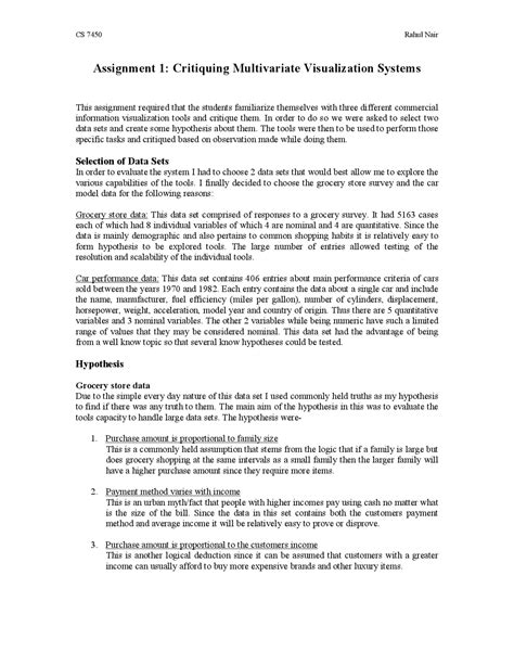 Information Visualization Assignment 1 Critiquing Multivariate