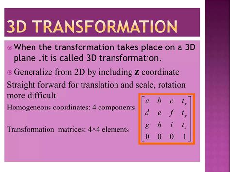 3d Transformation In Computer Graphics Pptx