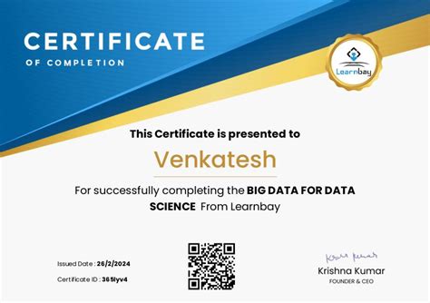 I Got A Certification Of Big Data For Data Science From Learnbay Venkatesh Sitalgere Posted