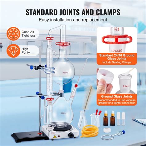 Vevor Essential Oil Distillation Kit 2000ml Distillation Apparatus 3