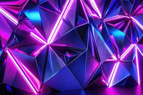 Bold Neon Geometry Striking 3d Render With Fluorescent Red Light And Neon Accents Premium Ai
