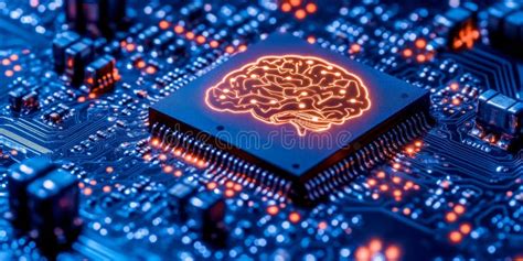 Glowing Ai Brain Chip Integrated On A Futuristic Motherboard Symbolizing Artificial Intelligence