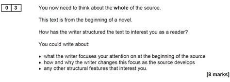 Paper 1 Question 3 Mark Scheme Aqa Gcse English Language Revision