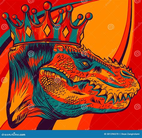 Vector Illustration Of T Rex Head With Crown Stock Vector
