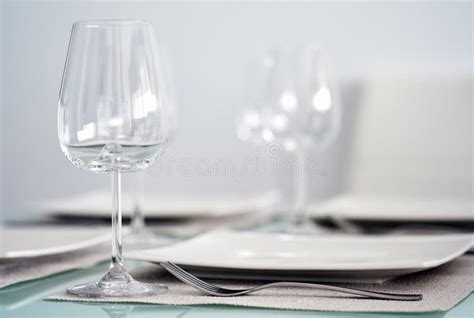 Table Setting With A Wine Glasses Stock Image Image Of Reception