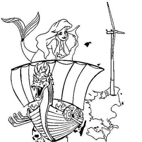 Coloriage Ariel Sur Un Navire Des Vikings Dessin Gratuit à Imprimer