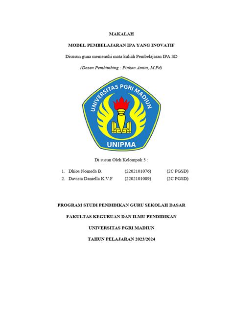 kel 3 model model pembelajaran ipa sd pdf sains and matematika