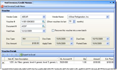 Void Invoices Credit Memos