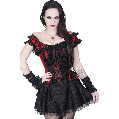 Ruchel Red And Black Lace Corset Dress