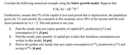 Solved Consider The Following Numerical Example Using The