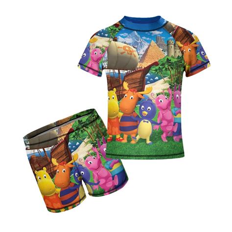 The Anime Backyardigans Boys 2 Piece Swimsuit Set Short Sleeve Rash