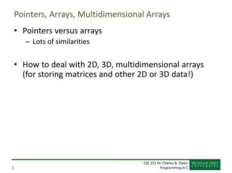 Ppt Pointers Arrays Multidimensional Arrays Powerpoint Presentation Id7018896