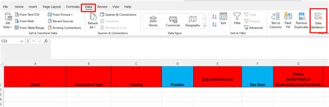how to add data validation to a spreadsheet onepassport