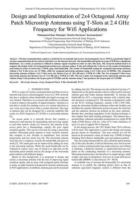 pdf design and implementation of 2x4 octagonal array patch microstrip