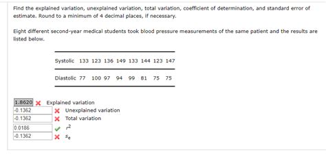 Solved Find The Explained Variation Unexplained Variation