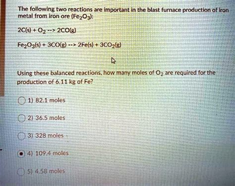 The Following Two Reactions Are Important In The Blast Furnace