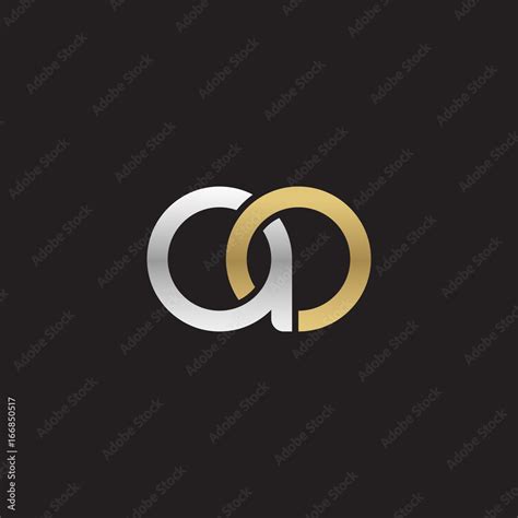 Initial Lowercase Letter Ao Linked Overlapping Circle Chain Shape Logo Silver Gold Colors On