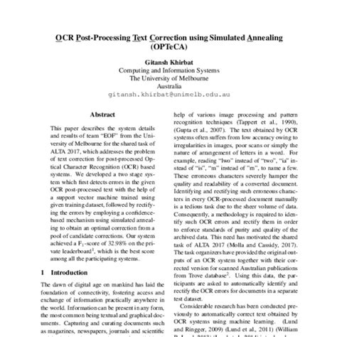 Ocr Post Processing Text Correction Using Simulated Annealing Opteca Acl Anthology