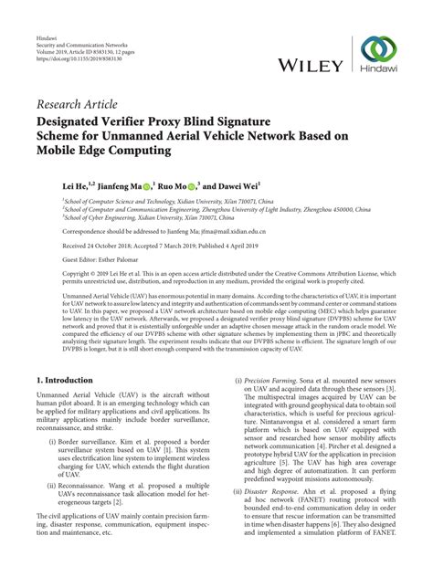 Pdf Designated Verifier Proxy Blind Signature Scheme For Unmanned