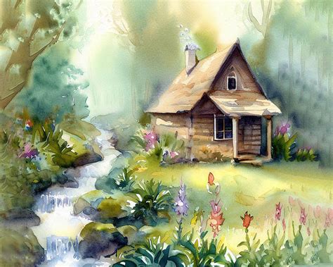 Cottage In The Woods Digital Art By Cordia Murphy Fine Art America