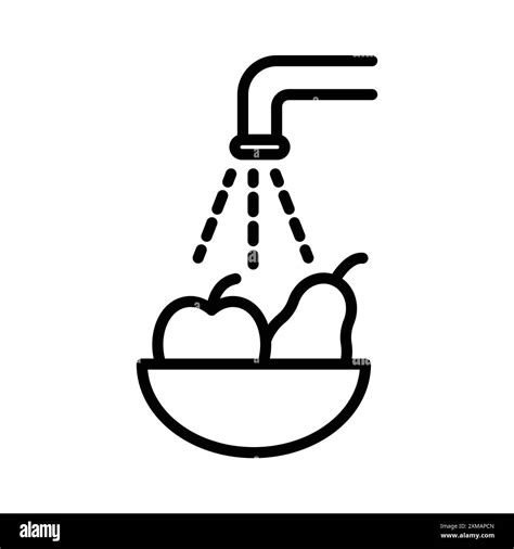 Fruits Washing Icon Linear Logo Mark Set Collection In Black And White For Web Stock Vector